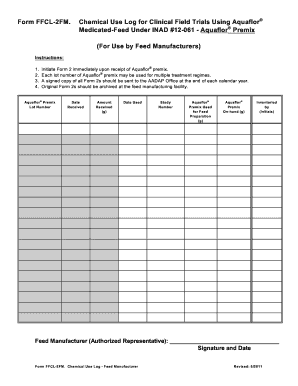 Fillable Online fws Form FFCL-2FM. Chemical Use Log for Clinical Field ...