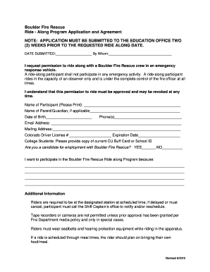 Fillable Online Boulder Fire Rescue Ride - Along Program Application ...