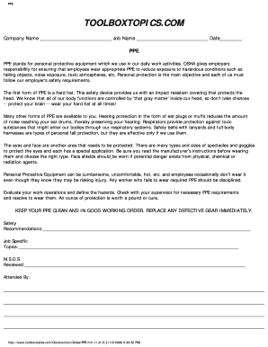 Fillable Online PPE stands for personal protective equipment which we ...