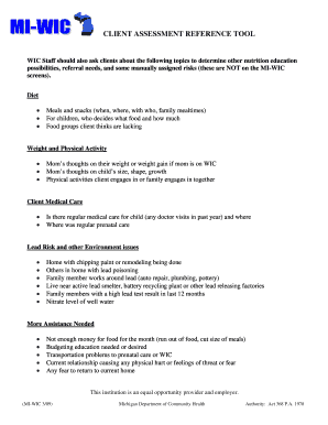 Fillable Online michigan CLIENT ASSESSMENT REFERENCE TOOL Fax Email ...