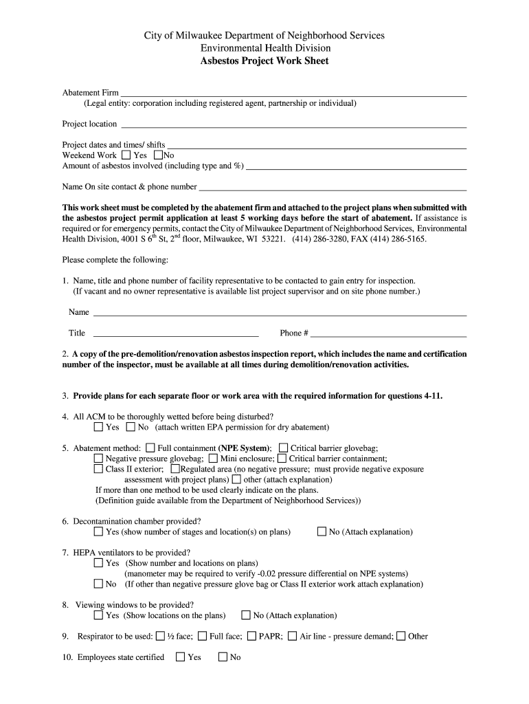 Fillable Online city milwaukee City of Milwaukee Department of ...