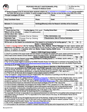 Fillable Online portland va Proposed Project Questionnaire (PPQ ...