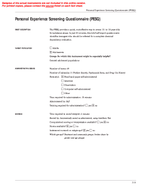 Fillable Online pubs niaaa nih Personal Experience Screening ...