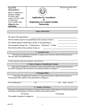 Fillable Online sos texas Form 722 General Information (Application for ...
