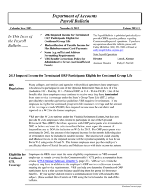 Fillable Online doa virginia DOA Payroll Bulletin November 8, 2013. DOA ...