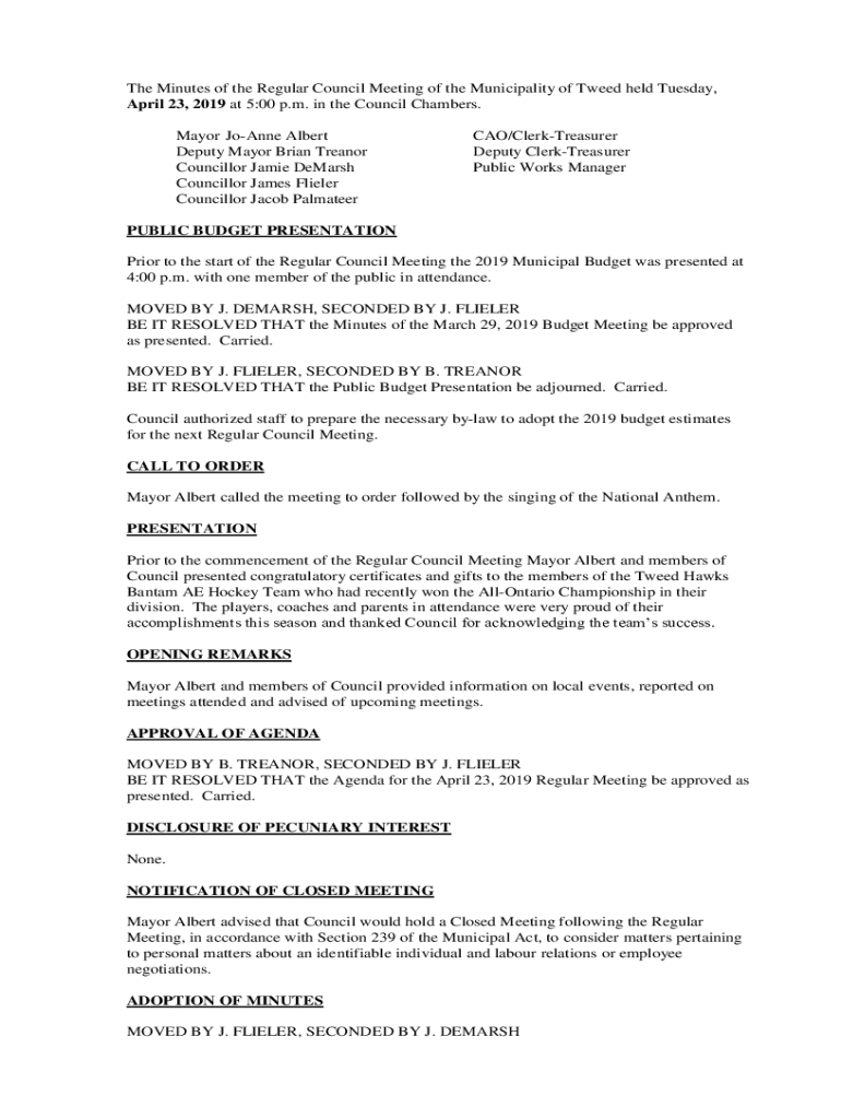 Fillable Online Deputy Clerk-Treasurer Fax Email Print - pdfFiller