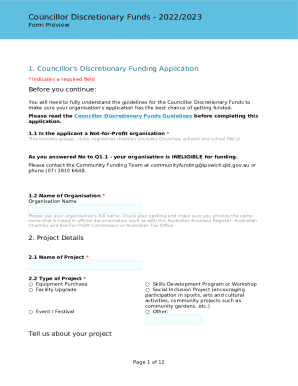 Fillable Online Councillor Discretionary Funds Guidelines Fax Email ...