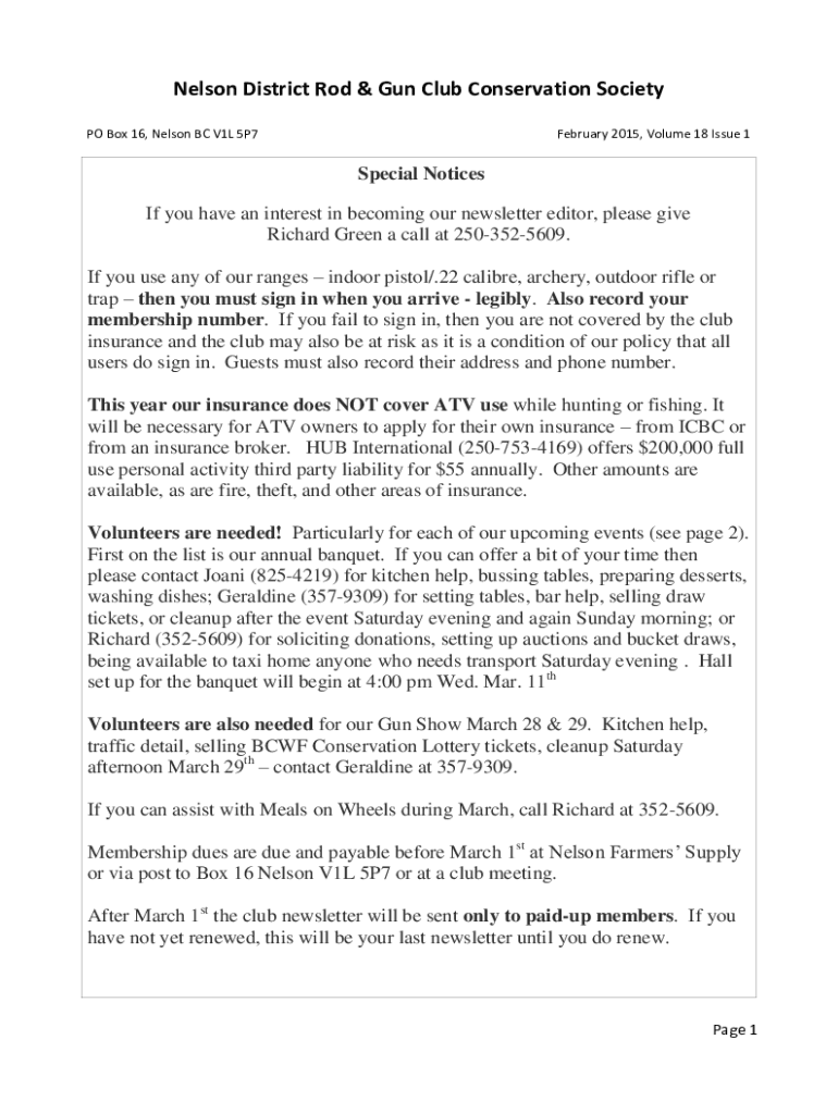 Fillable Online Nelson District Rod & Gun Club Conservation Society Fax Email Print - pdfFiller