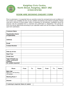Fillable Online keighley gov Room Booking Form. Booking Form Fax Email ...