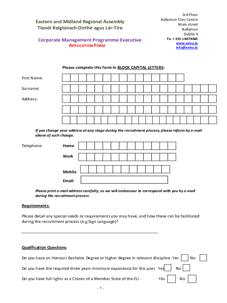 Fillable Online Eastern & Midland Regional Assembly Contact us Fax Email Print - pdfFiller