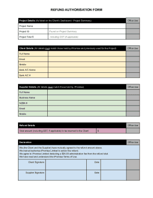 Fillable Online Copy of Refund Authorisation Form Fax Email Print - pdfFiller