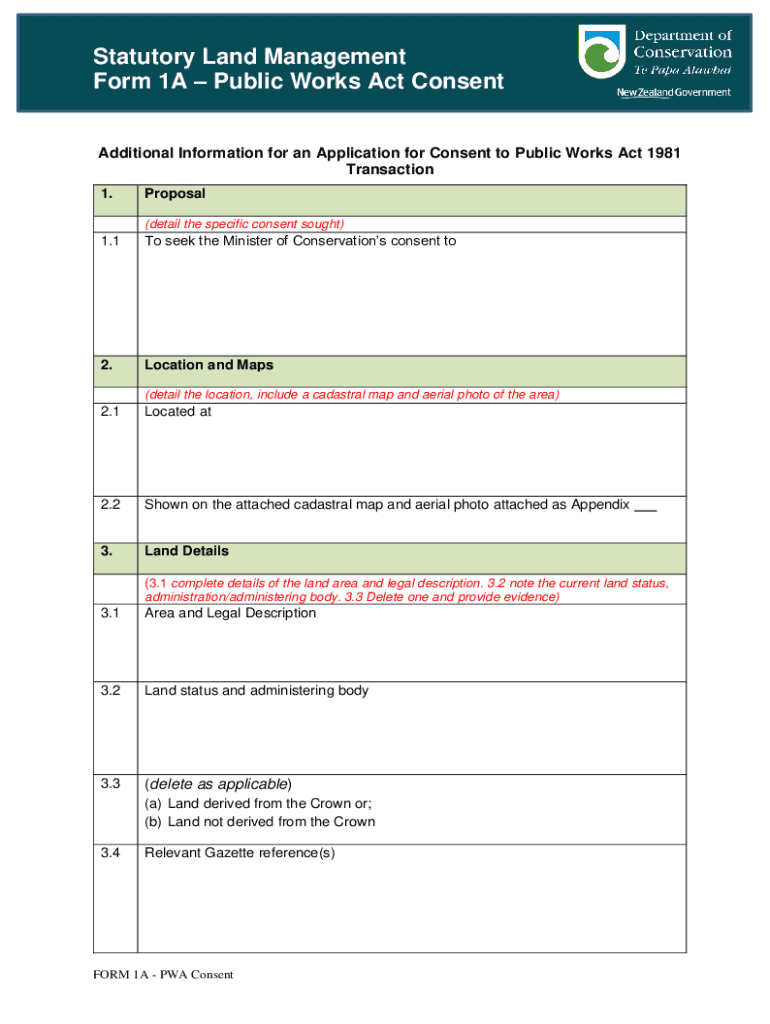 Fillable Online Statutory Land Management application form 1a - public ...