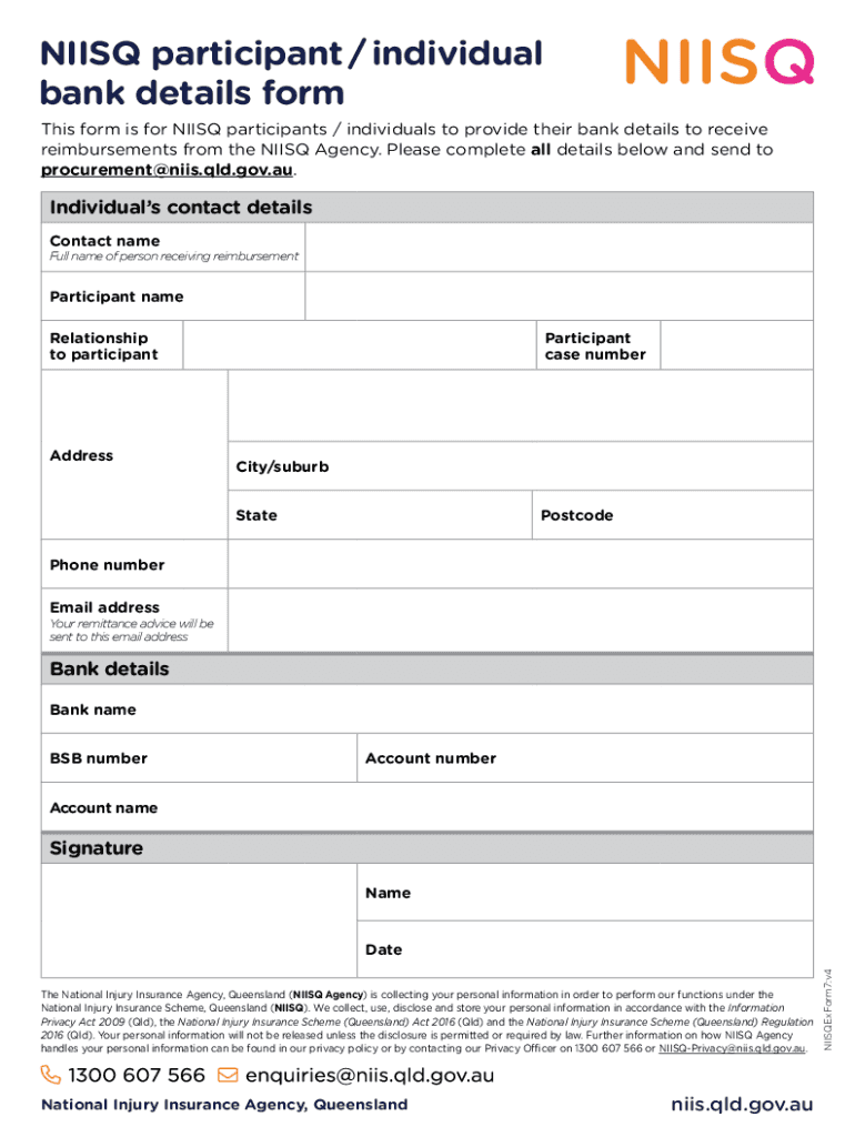 Fillable Online niis qld gov Catastrophic claims for personal injuries ...