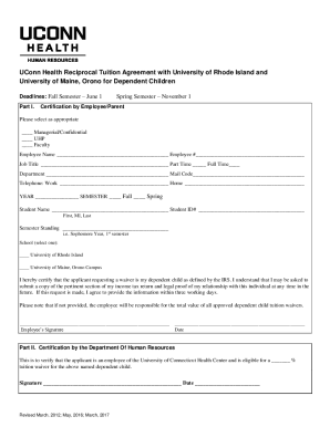 Fillable Online UConn Reciprocal Tuition Agreement with University of ...