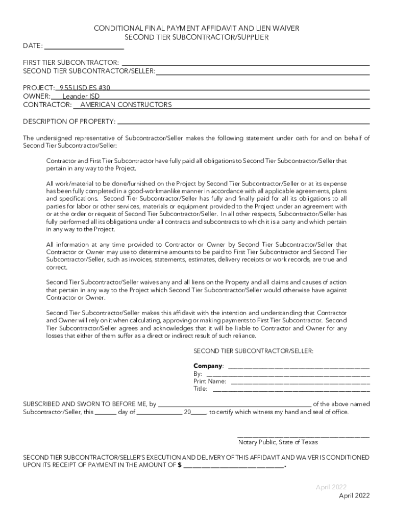 Fillable Online Supplier Lien Waiver - Fill Online, Printable, Fillable, Blank ... Fax Email ...