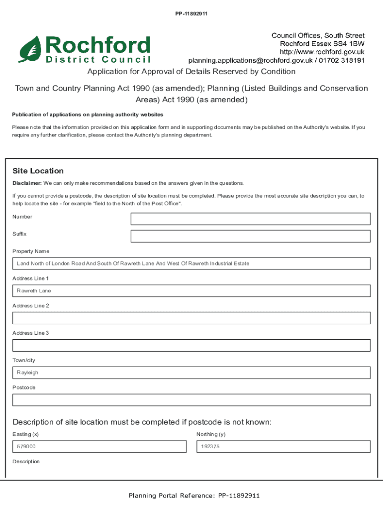 Fillable Online Land North of London Road And South Of Rawreth Lane And ...