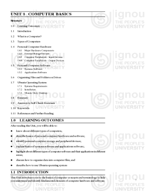 Fillable Online egyankosh ac UNIT 1 COMPUTER BASICS Fax Email Print - pdfFiller