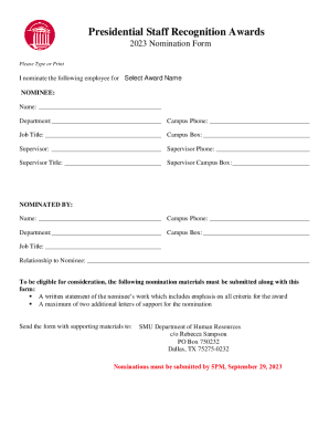 Fillable Online Employee Awards Nomination Form Fax Email Print - pdfFiller