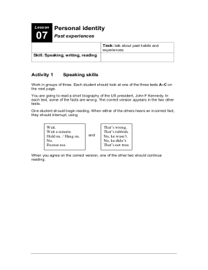 Fillable Online EL 1 - 07 -student workbook - Past experiences, ways to ...