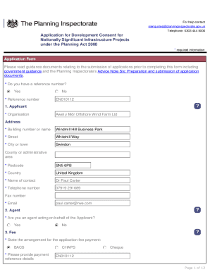 Fillable Online infrastructure planninginspectorate gov application for ...