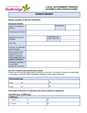 Fillable Online Local Government Pension Scheme: Fair Deal Fax Email ...