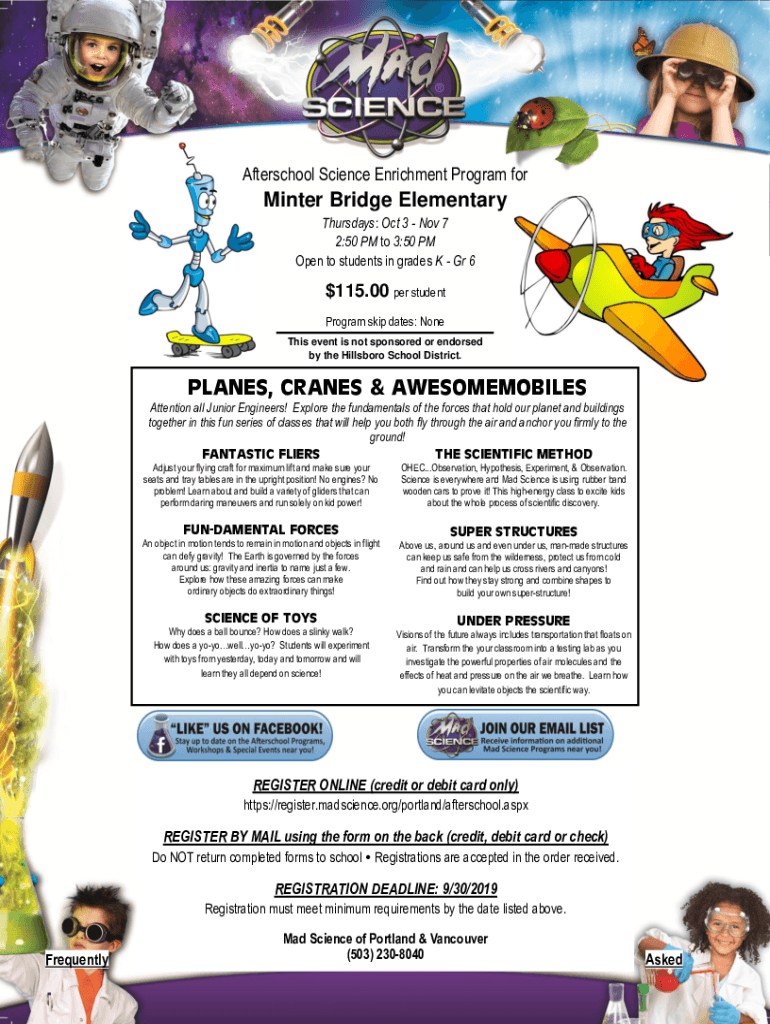 Fillable Online Minter Bridge Elementary PLANES, CRANES & ... Fax Email ...