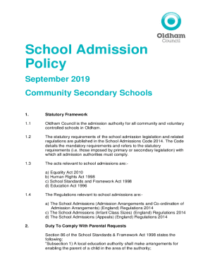 Fillable Online committees oldham gov Coordinated Admission Scheme Fax Email Print - pdfFiller