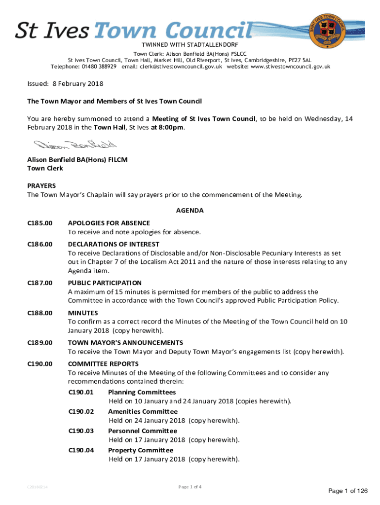 Fillable Online (PDF) St Ives Town Council...St Ives Town Council, Town ... Fax Email Print ...