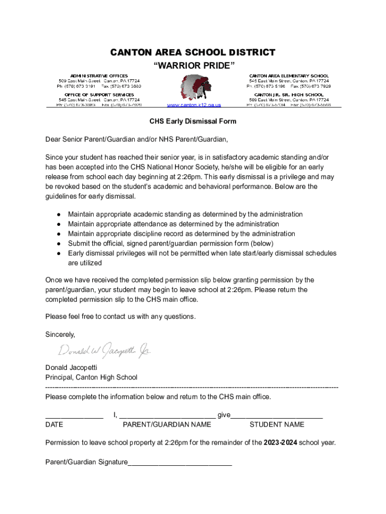 Fillable Online Senior & NHS Dismissal Letter Fax Email Print - pdfFiller