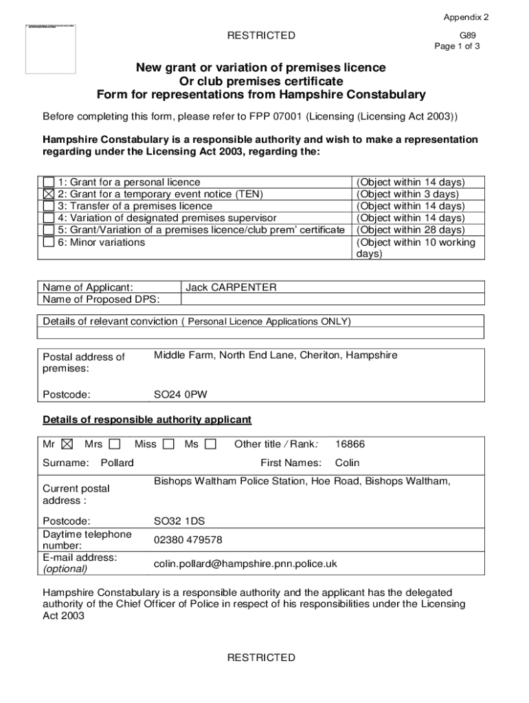 Fillable Online Club premises certificate - Licensing Fax Email Print - pdfFiller