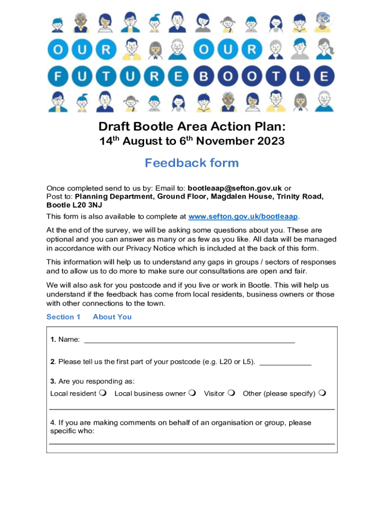 Fillable Online Draft Bootle Area Action Plan: Feedback form Fax Email Print - pdfFiller