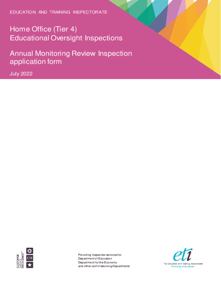 Fillable Online Home Office (Tier 4) Educational Oversight Inspections - ETI (Tier 4) Annual ...