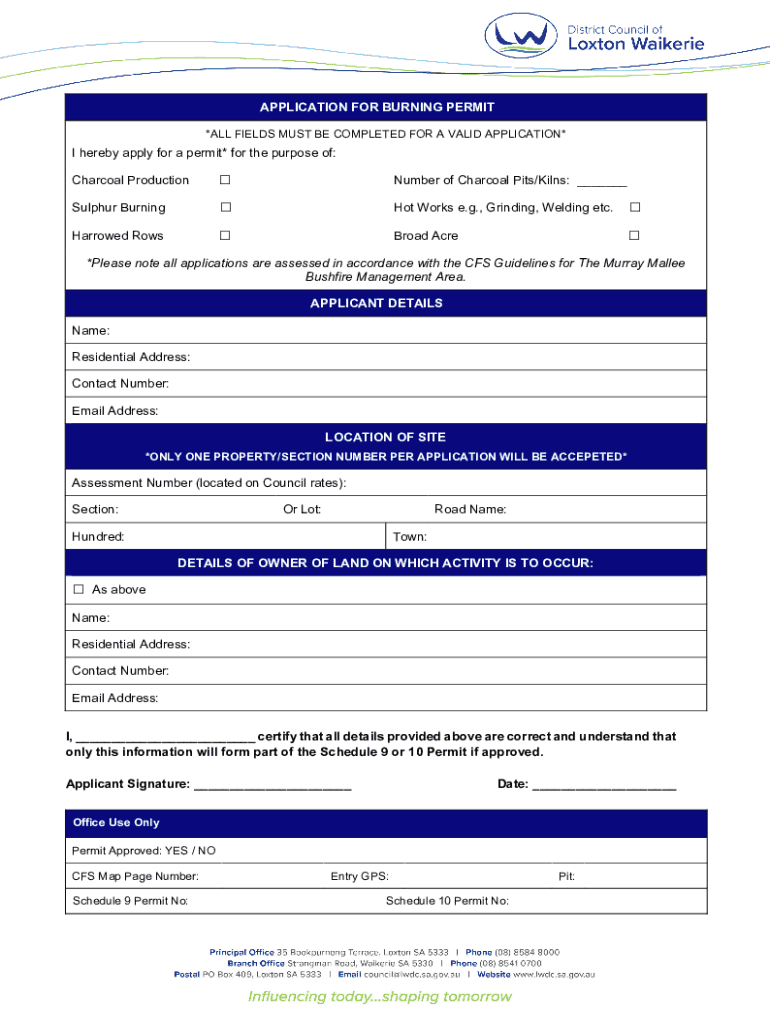 Fillable Online Burn Permit Information and Application Fax Email Print - pdfFiller