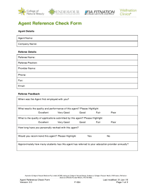 Fillable Online Agent Reference Check Form Fax Email Print - pdfFiller