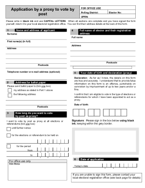 Fillable Online Voting by proxyHow to vote - Hull City Council Fax ...