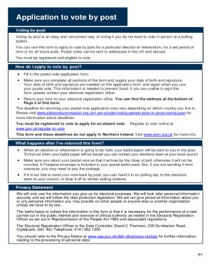 Fillable Online Apply to vote by post Fax Email Print - pdfFiller