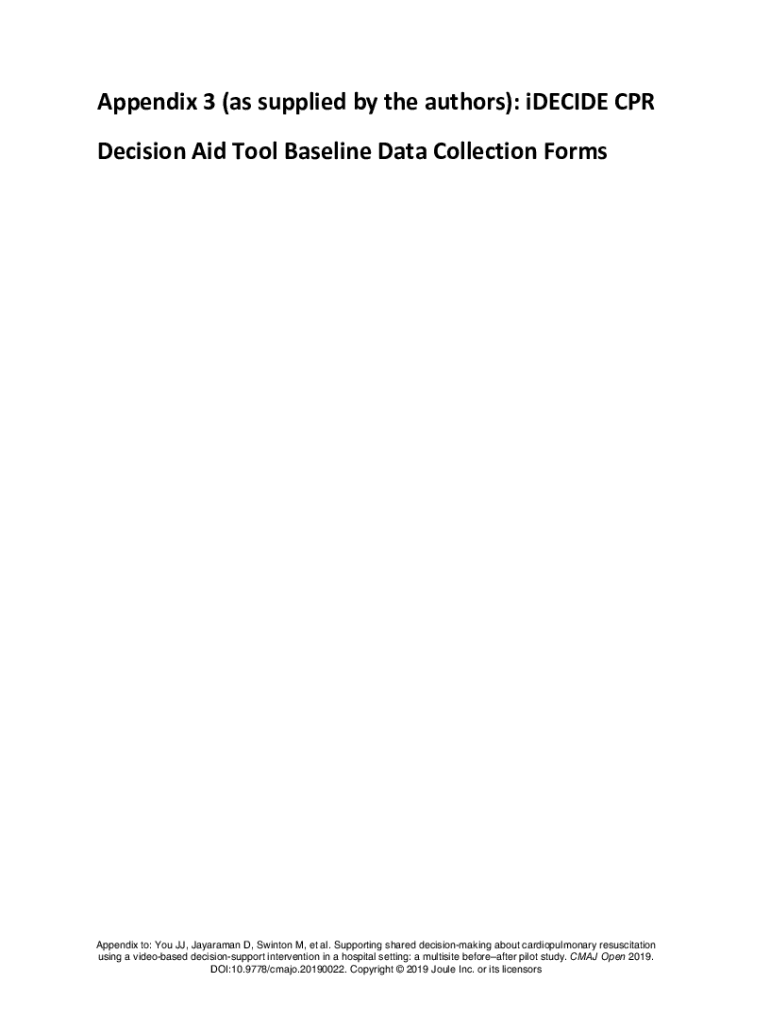 Fillable Online iDECIDE CPR Decision Aid Tool Baseline Data Collection ...