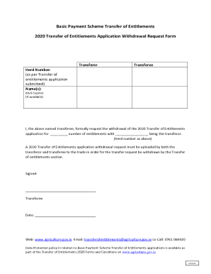 Fillable Online Transfer of entitlements Fax Email Print - pdfFiller