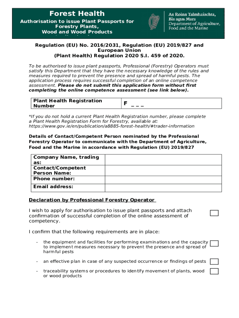 Authorisation to issue Plant Passports for Forestry Plants ... Doc ...