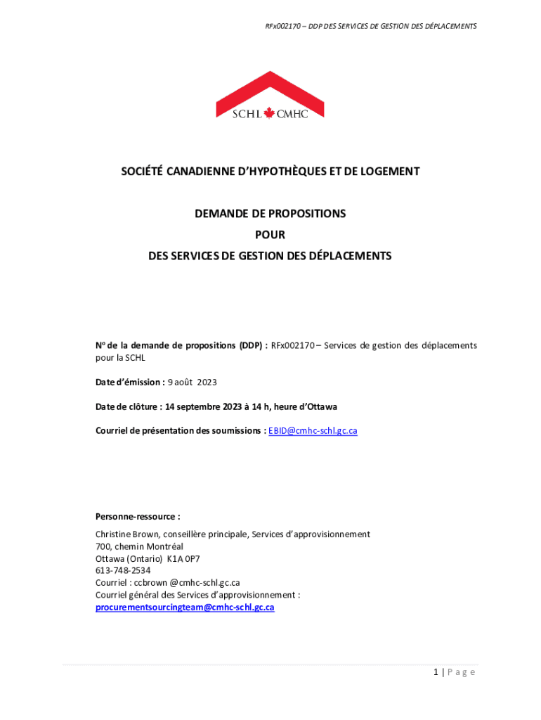 Remplissable En Ligne Appel de propositions pour les services de rinstallation et ... Fax Email ...