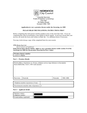 Fillable Online NOTICE OF APPLICATION FOR A VARIATION ... Fax Email ...