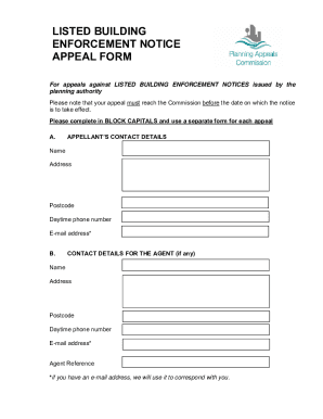 Fillable Online ENFORCEMENT NOTICE APPEAL FORM Fax Email Print - pdfFiller