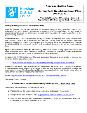 Representation Itchingfield Neighbourhood Plan 2019 ... Doc Template ...