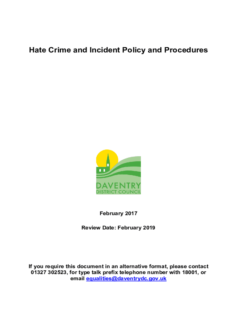 Fillable Online Hate Crime and Incident Policy and Procedures Fax Email Print - pdfFiller