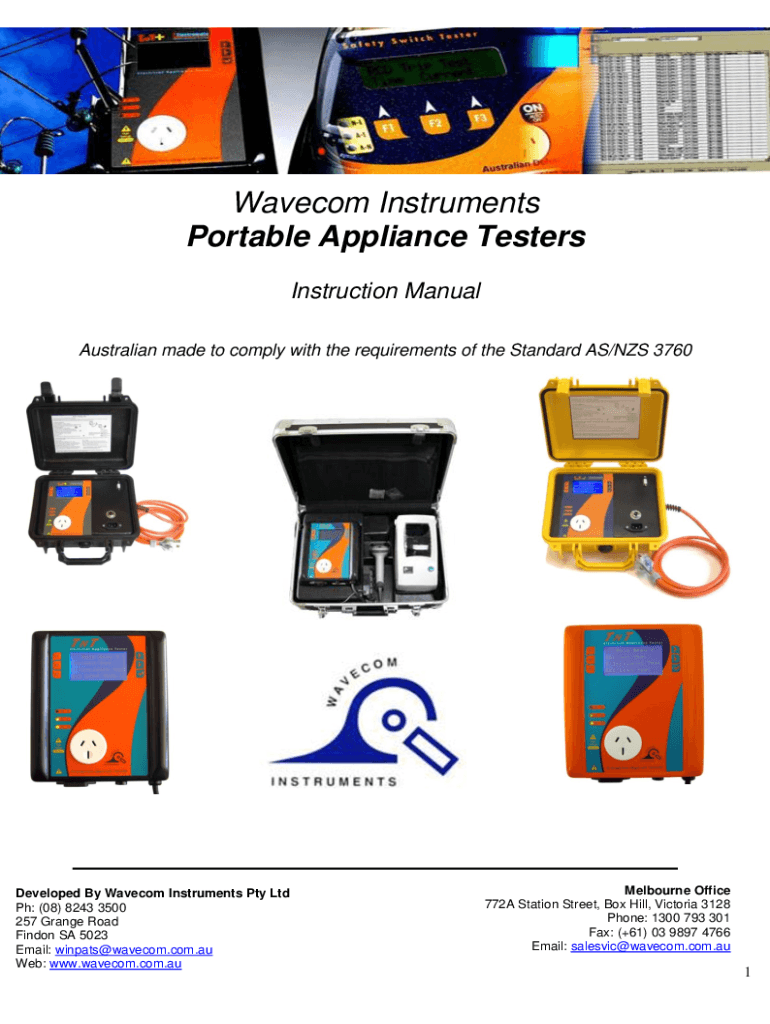 Fillable Online Portable Appliance Testers Instruction Manual Fax Email ...