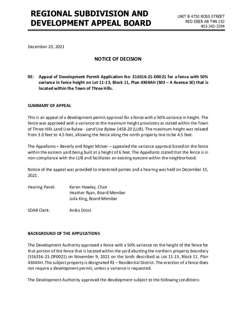 Fillable Online REGIONAL SUBDIVISION AND DEVELOPMENT APPEAL ... Fax ...