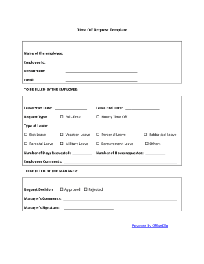 Fillable Online Employee Time-Off (Vacation) Request Form Fax Email ...