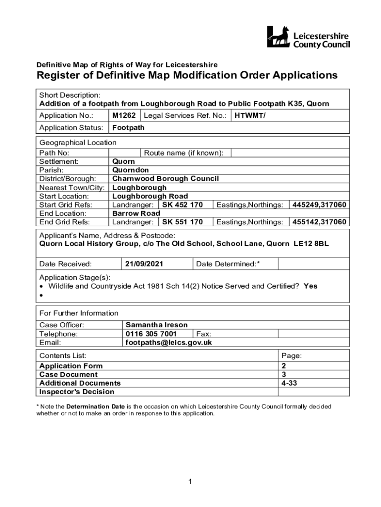 Fillable Online Rights of Way order information: Decisions and maps ...