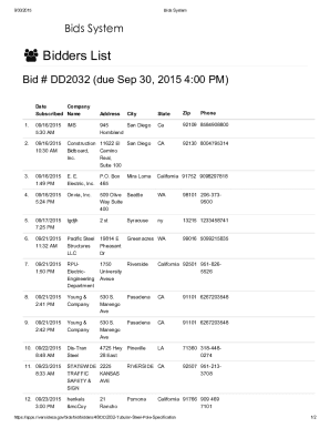 Fillable Online Bids System - Bidders List Fax Email Print - pdfFiller