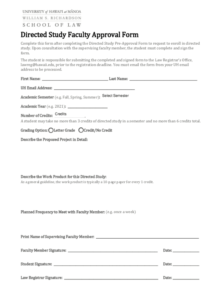 Fillable Online law hawaii Directed Study Pre-Approval Form Fax Email Print - pdfFiller